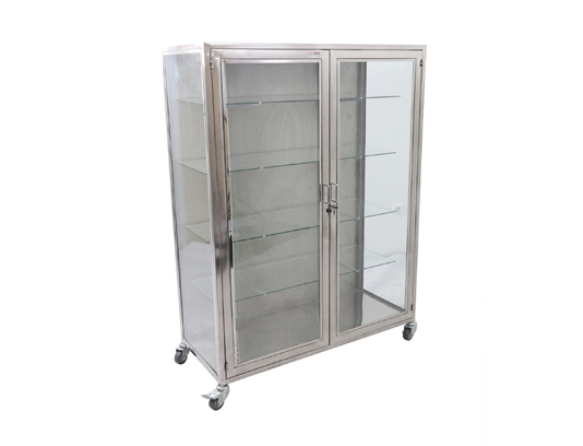 Graha Teknomedika | Instrument Cabinet 2 Door Full Glass Stainless Steel